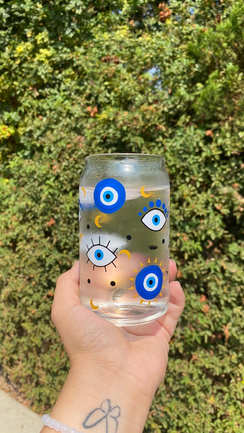 Evil Eye Beer Glass Evil Eye Cup Mal Ojo Cup Mal Ojo - Etsy