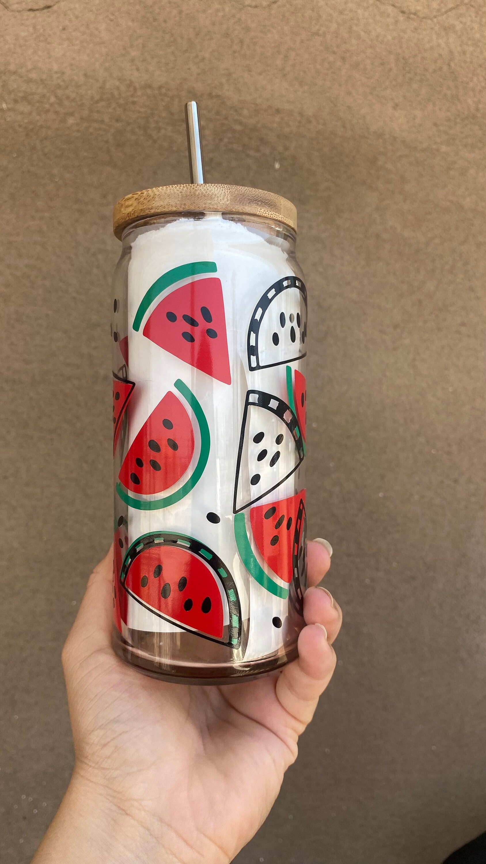 Watermelon Beer Glass Can Watermelon Glass Can Libbey Beer - Etsy