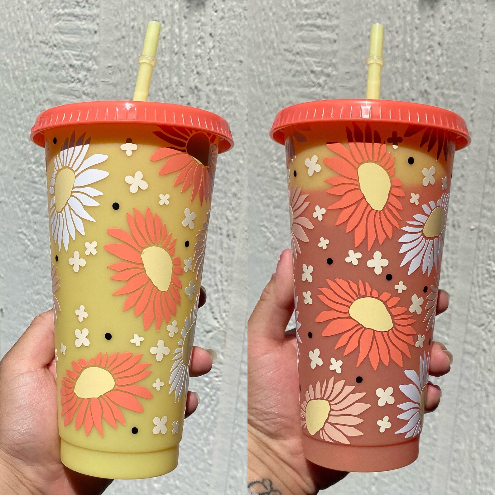 Daisy Full Wrap Tumbler Color Changing Cup Venti Cup - Etsy