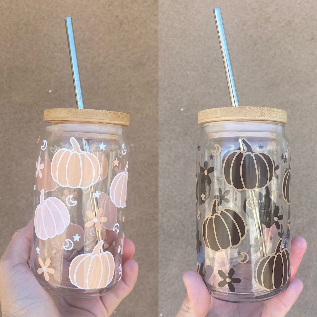 Retro Pumpkins Beer Glass Can, Autumn Glass Can, Libbey Glass Can ...