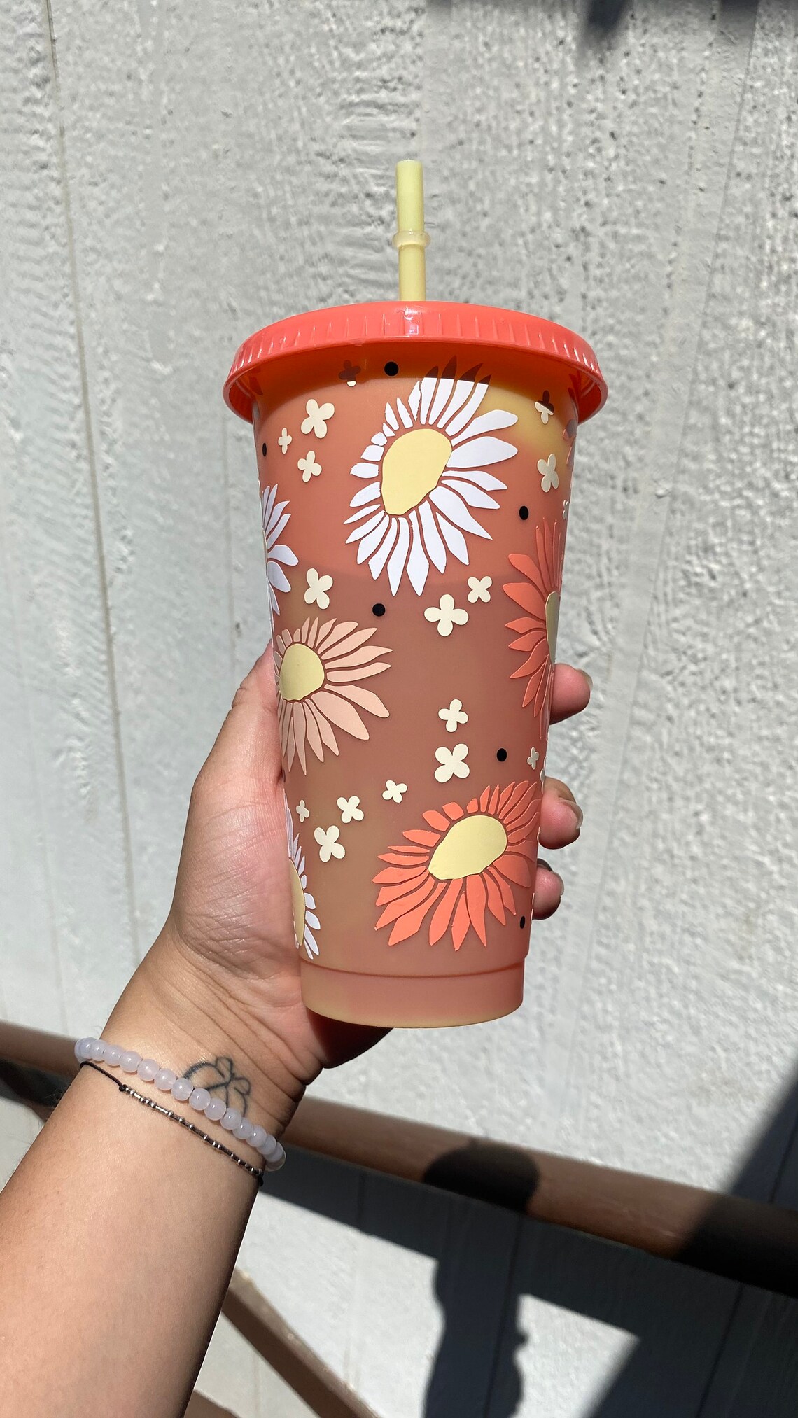 Daisy Full Wrap Tumbler Color Changing Cup Venti Cup - Etsy