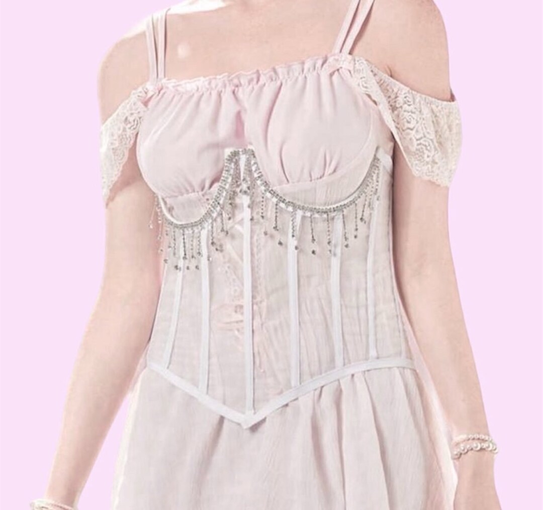 White Angelic Diamond Drop Corset S - Etsy