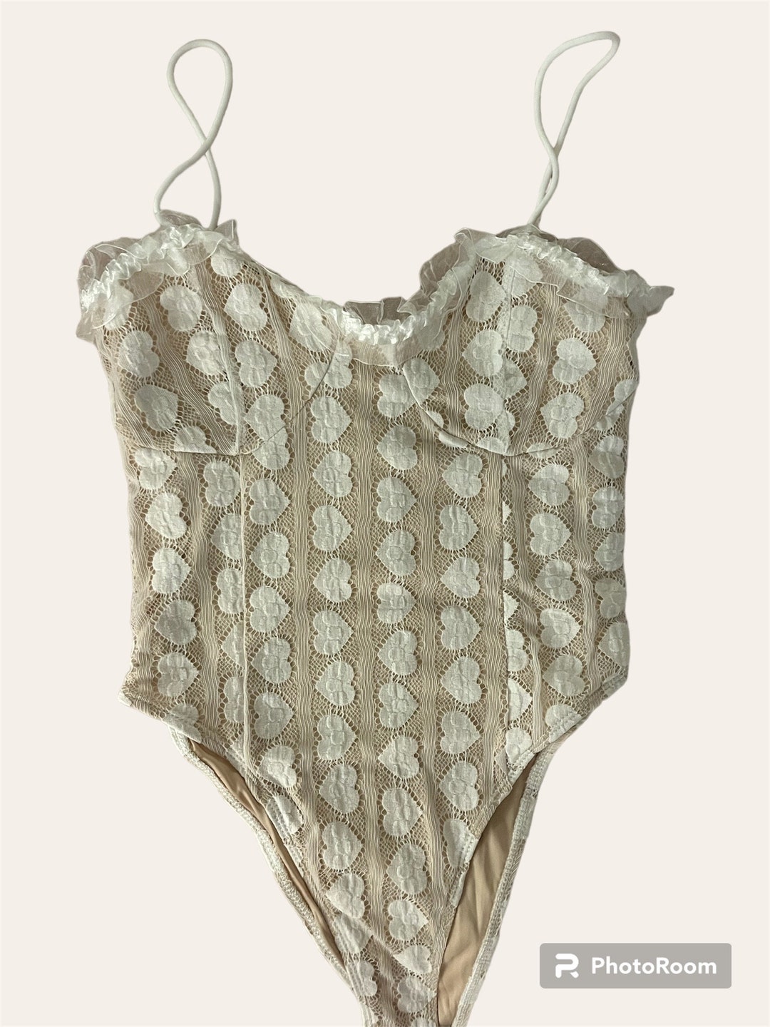 Beige Pastel Body Suit Coquette Medium Heart Hearts Lingerie - Etsy