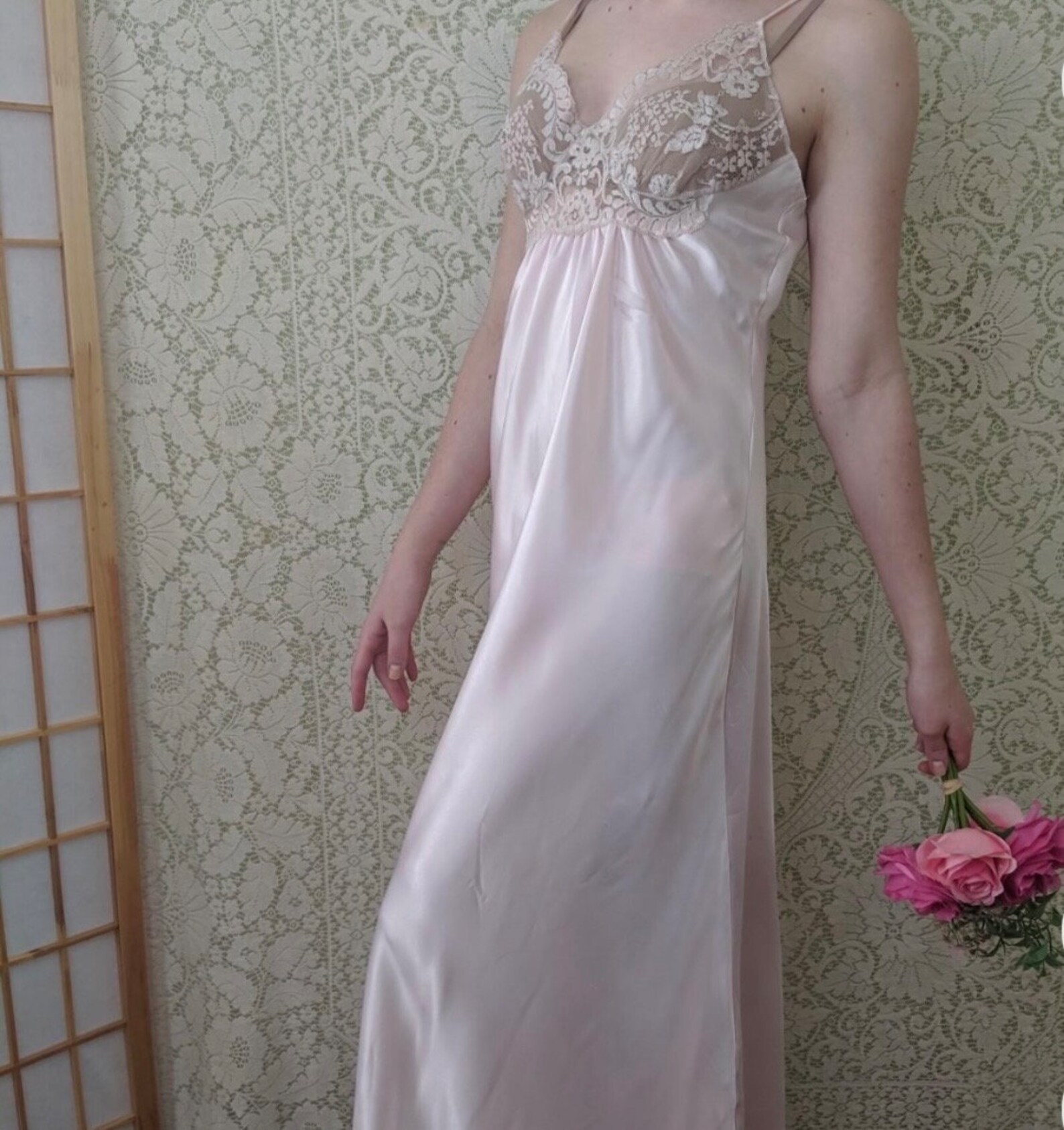 Pink Satin Dress Lace Coquette Dollette Dollcore Doll S - Etsy