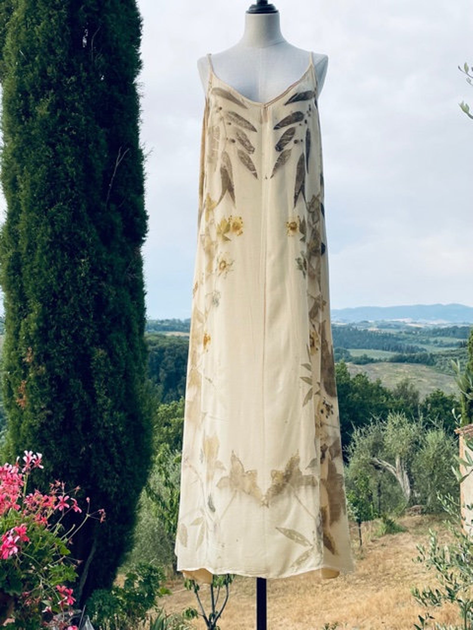 Natural Cotton Dress Eco Printed by Hand Botanical Dyed - Etsy