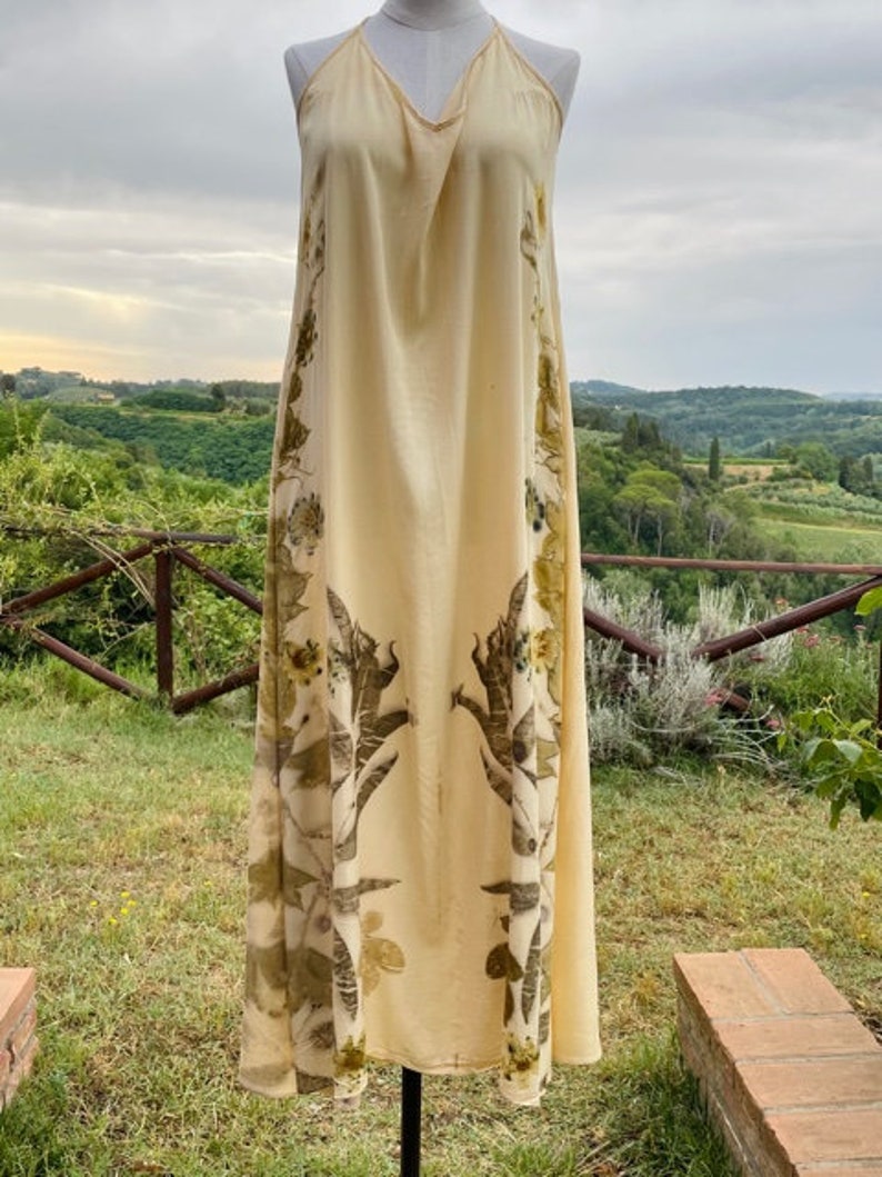 Natural Cotton Dress, Eco Printed by Hand, Botanical Dyed, Woman Dress ...