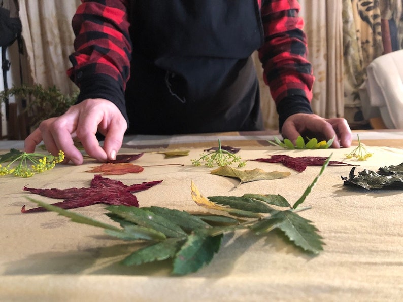 Natural Cotton Dress, Eco Printed by Hand, Botanical Dyed, Woman Dress ...