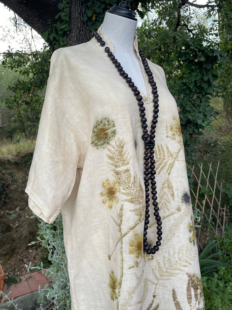 Natural Cotton Dress, Eco Printed by Hand, Botanical Dyed, Woman Dress ...