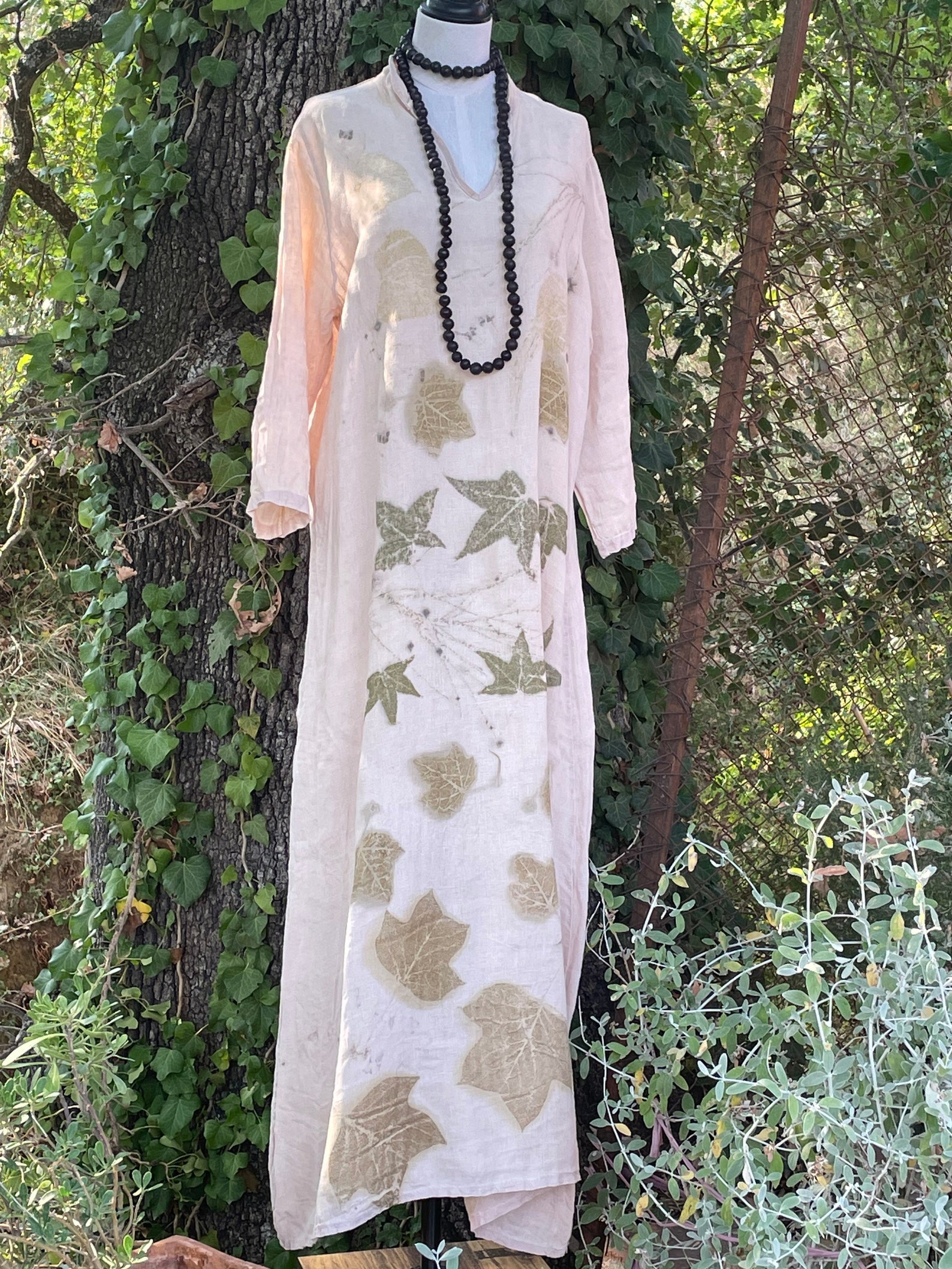 Natural Cotton Dress, Eco Printed by Hand, Botanical Dyed, Woman Dress ...