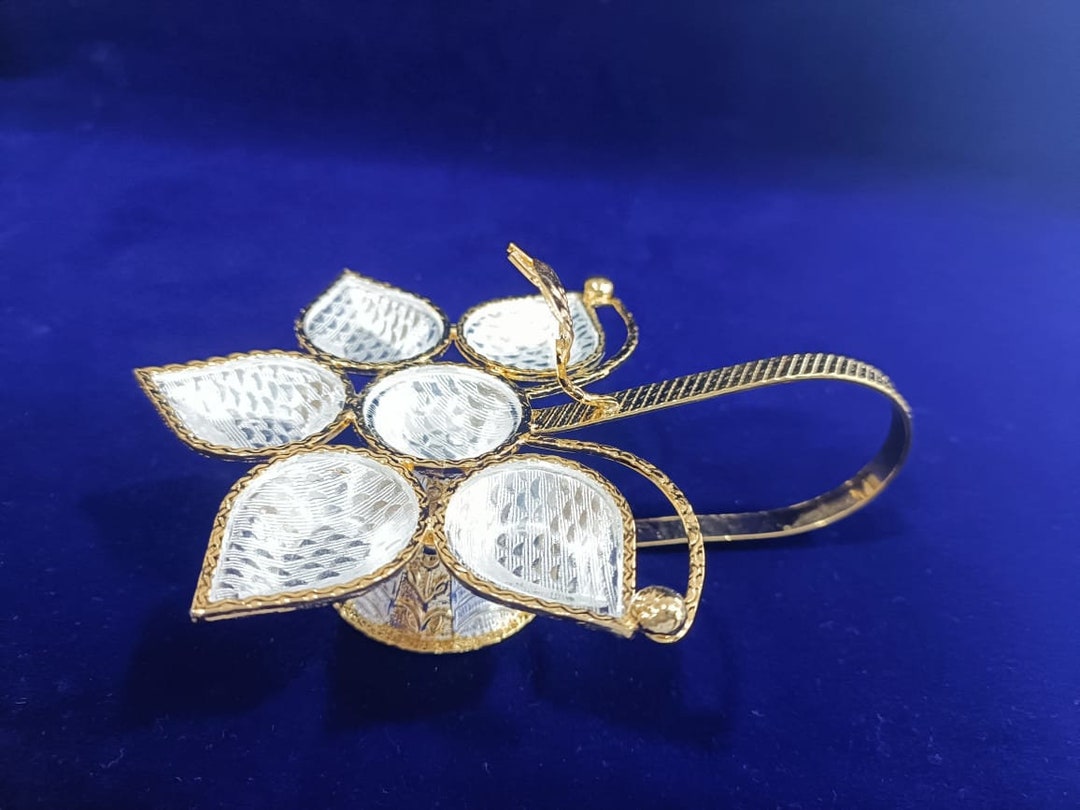 BIS Hallmarked Silver Gold Coated Pancha HARATHI STAND 925 - Etsy