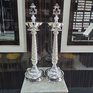 BIS HALLMARKED 925 Silver Kuthu Vilakku Diya/lamp Pure Silver Gift ...