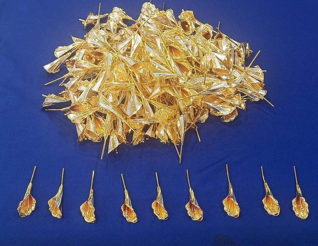 Pure Silver Gold Polish Shankam Flowers Pure Silver Gift - Etsy UK