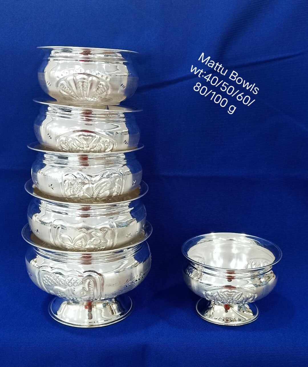 BIS HALLMARKED 925 Silver Mattu Bowls With Nakshi Pure Silver Gift ...