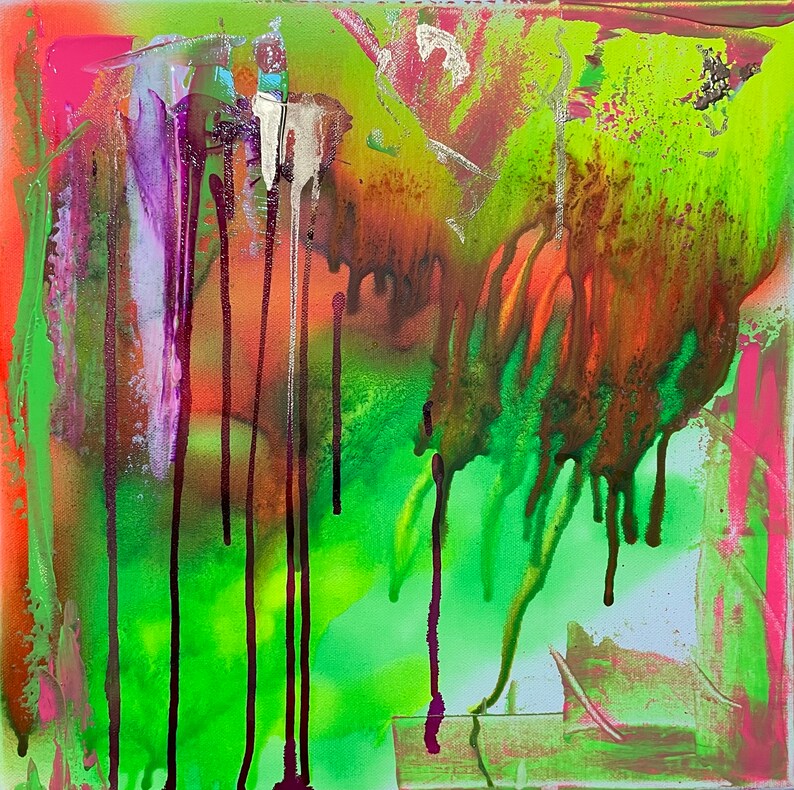 Bow 2024 Acrylic, Spray Paint & Ink on Canvas 40 X 40 Cm Original ...