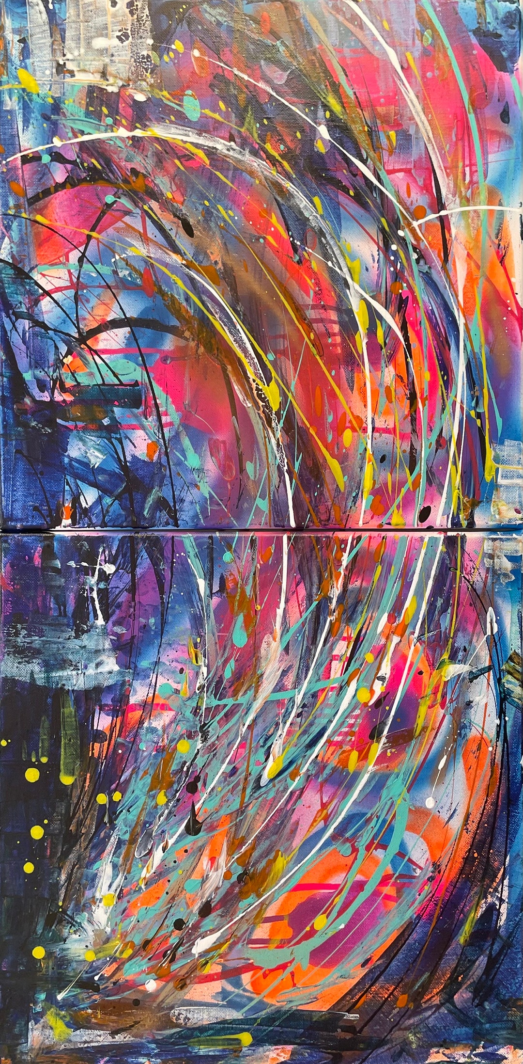 Wildfires 2024 Acrylic & Spray Paint on Canvas 40 X 80cm Original ...
