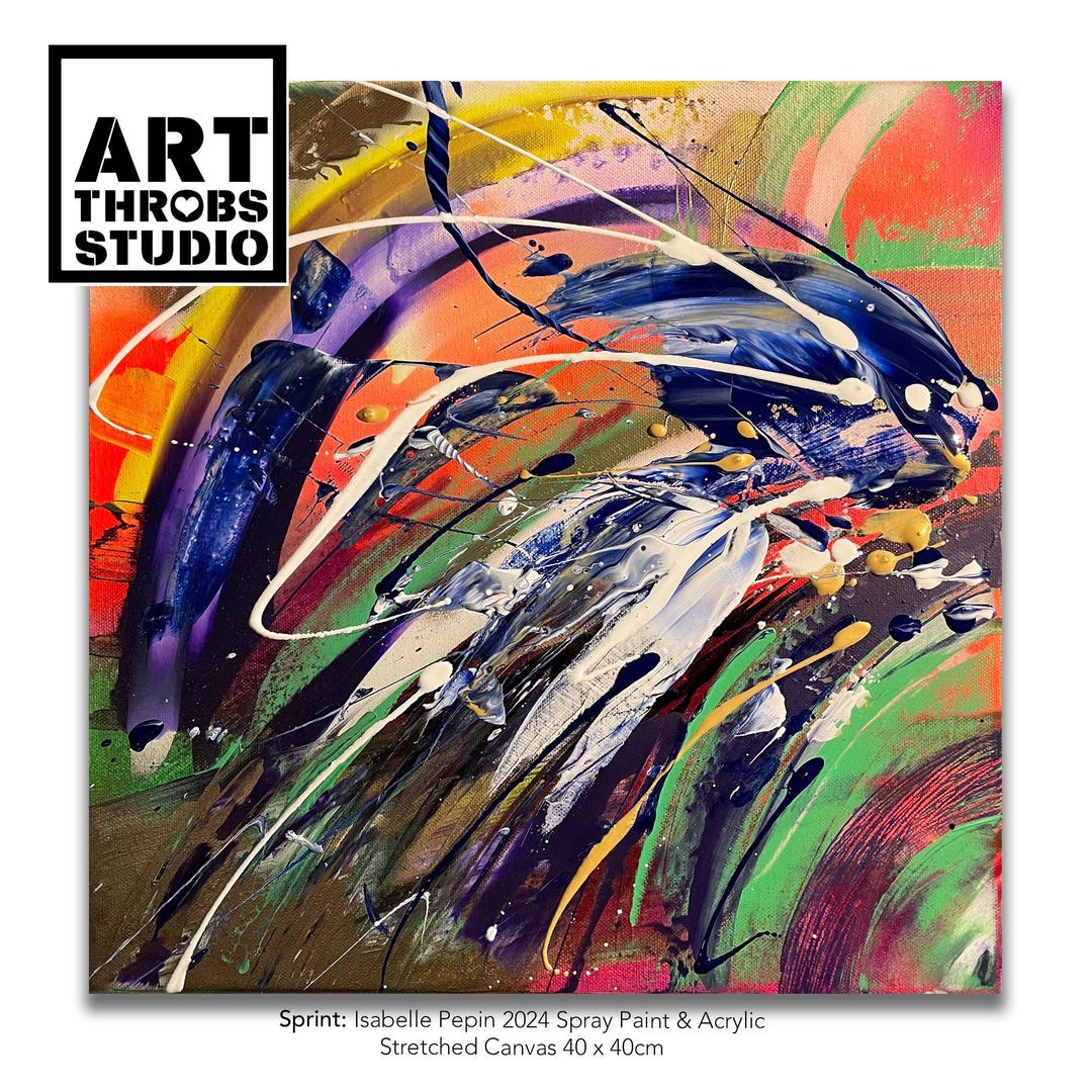 ORIGINAL ARTWORK Sprint 2024 Acrylic, Spray Paint & Ink on Canvas 40 X ...
