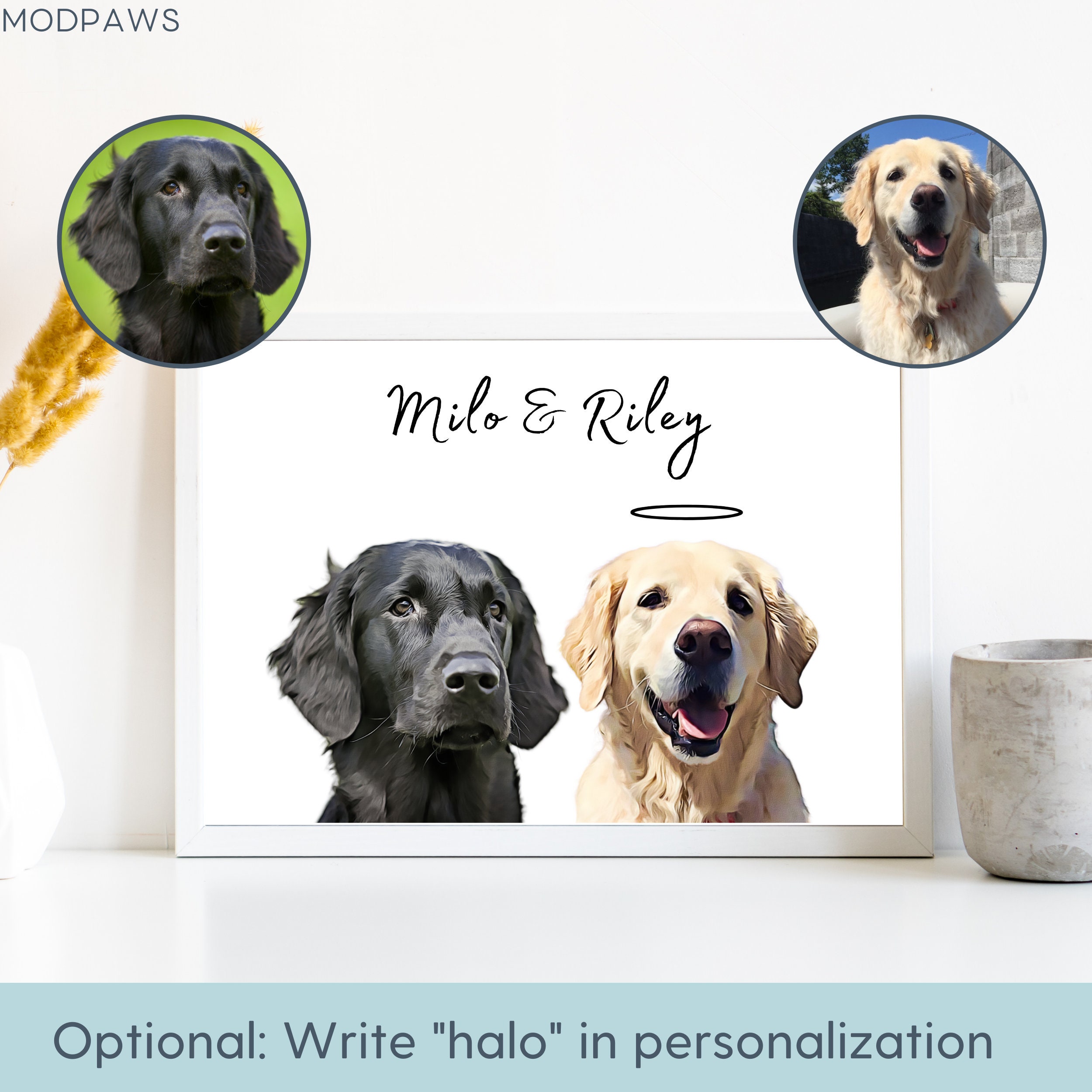 Custom Pet Portraits Using Pet Photo Personalized Digital Dog - Etsy ...