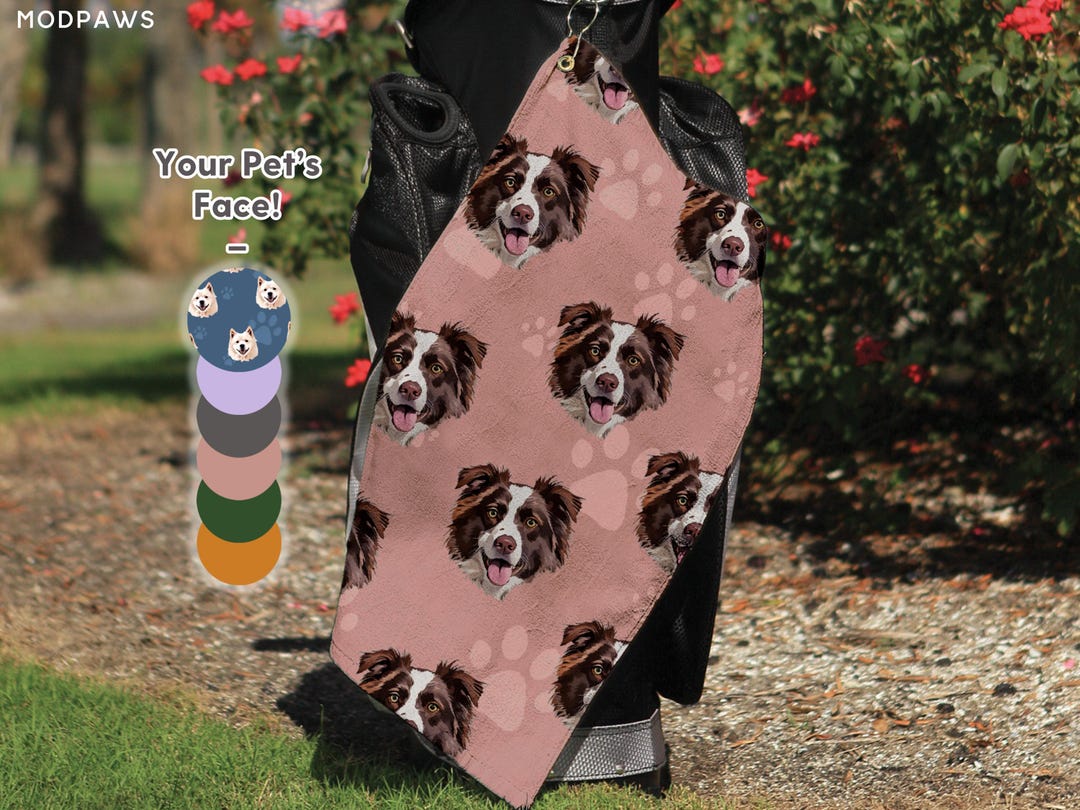 Custom Pet Golf Towel Using Pet Photo + Pet Name Personalized Dog Golf Towels Custom Cat Golf ...