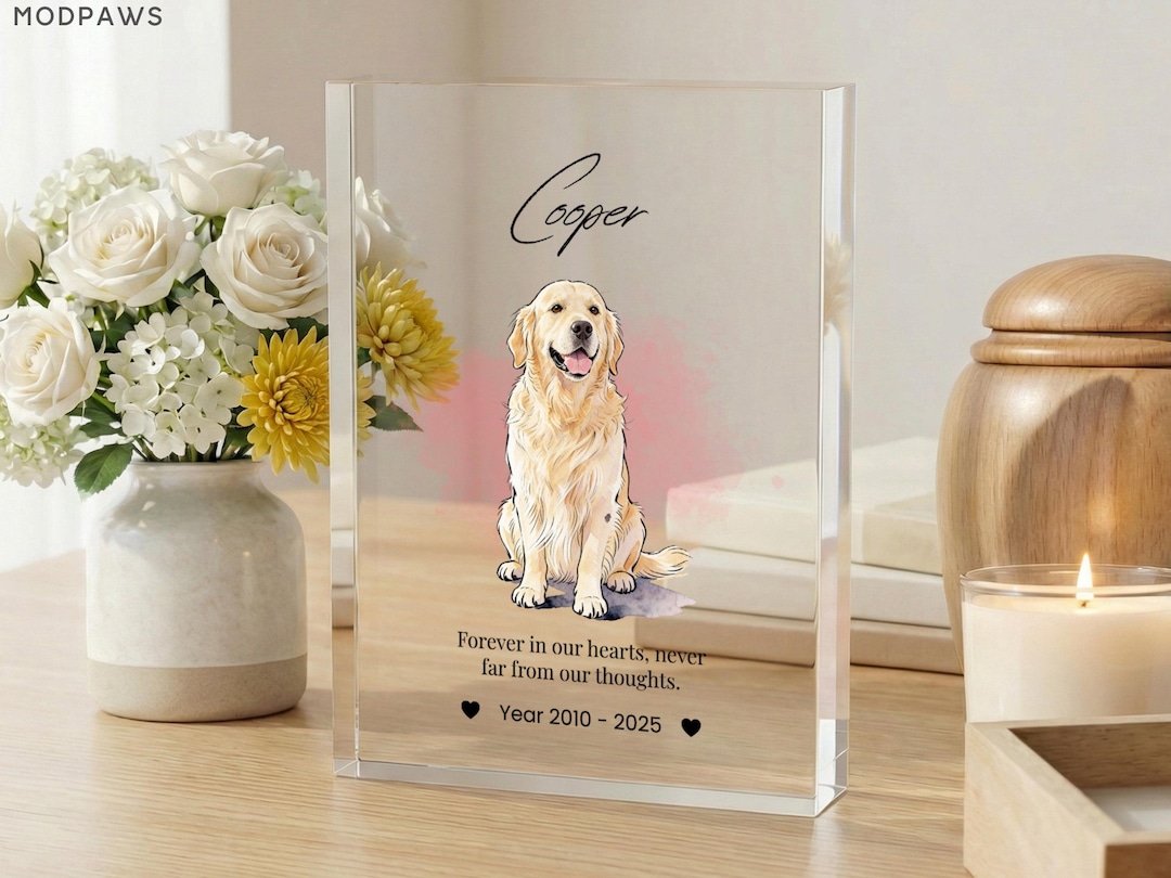 Custom Dog Memorial Gift Acrylic Photo Block Personalized Pet Cat Loss ...