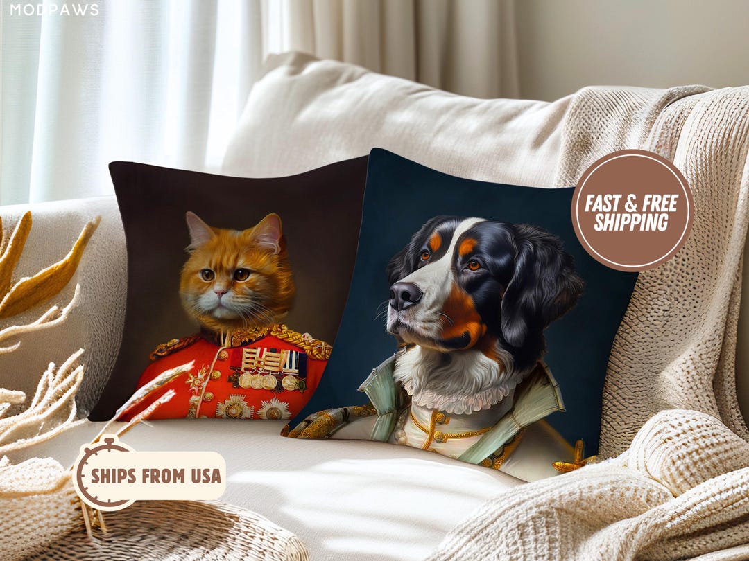Custom Royal Pet Pillow Using Pet Photo Custom Cat Dog Pillow ...