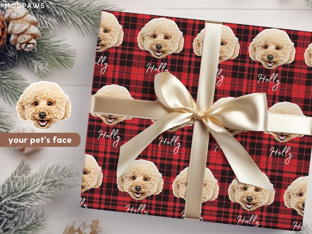 Custom Wrapping Paper Using Pet Photo Personalized Dog Christmas ...