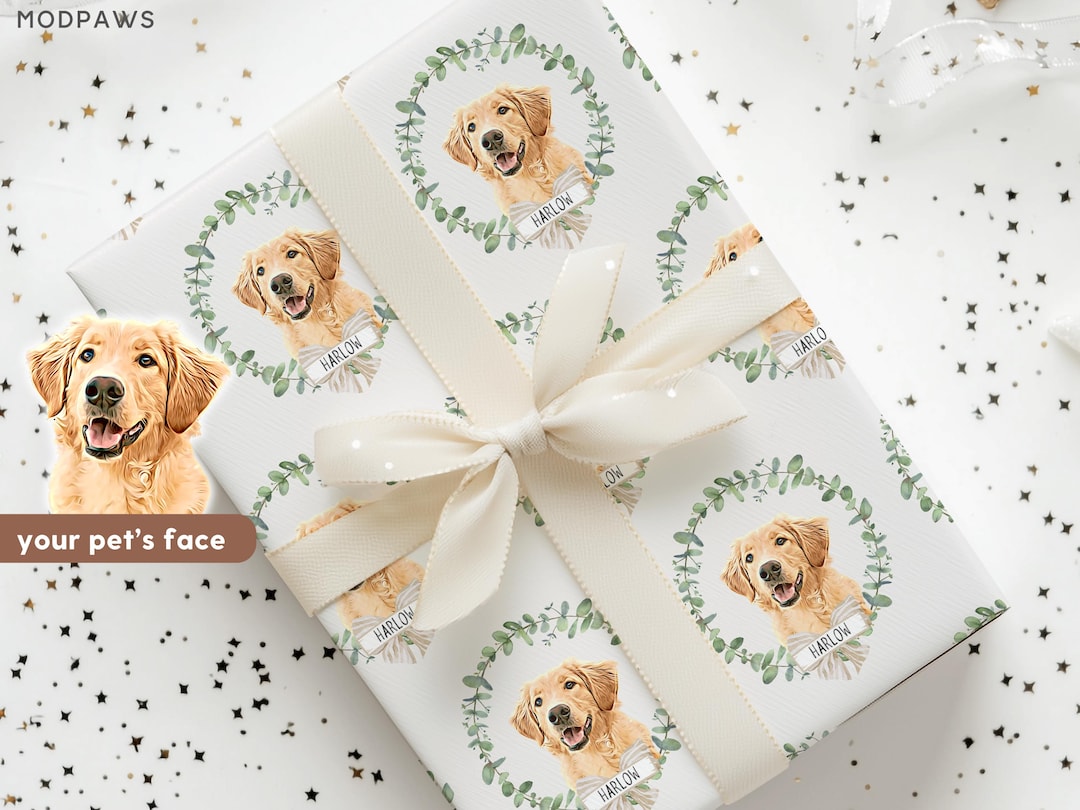 Custom Wrapping Paper Using Pet Photo Personalized Dog Christmas ...