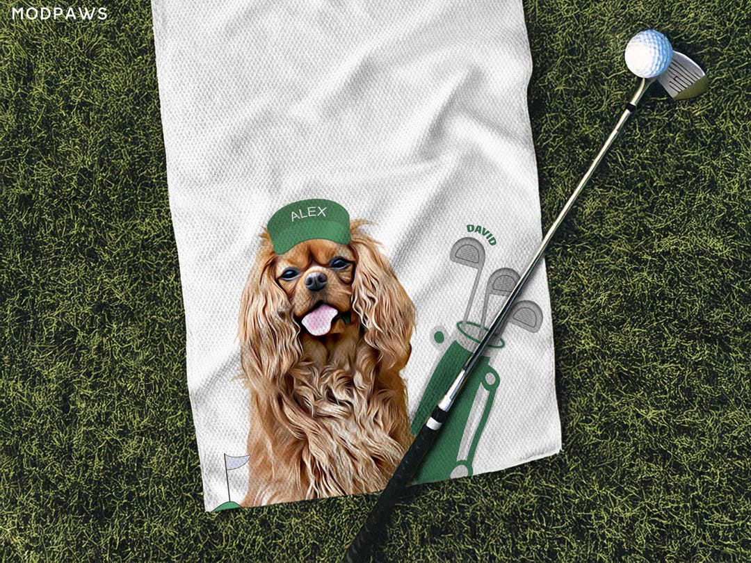 Custom Pet Golf Towel Using Pet Photo + Pet Name Personalized Dog Golf Towels Custom Cat Golf ...