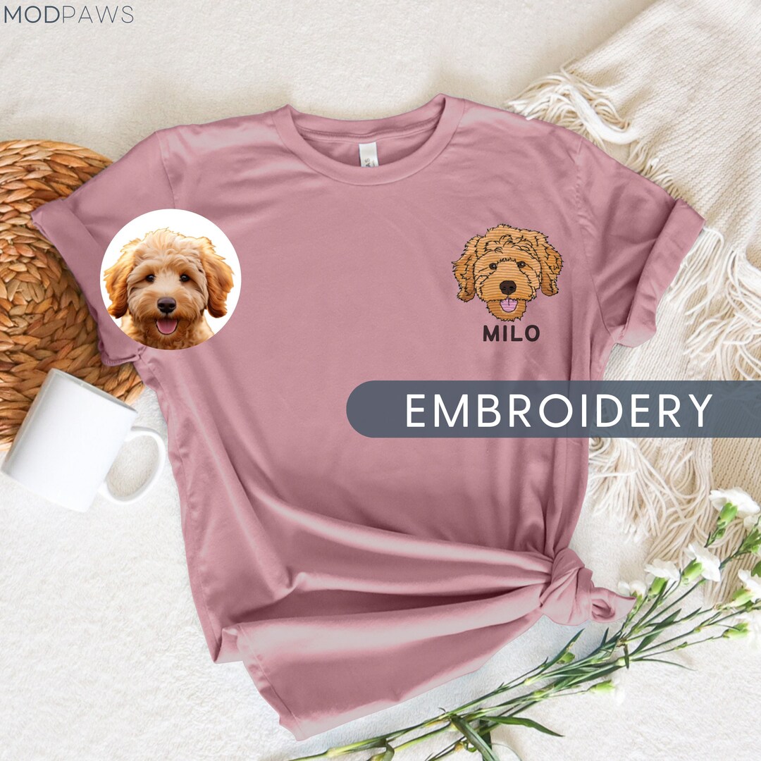 Custom EMBROIDERED Pet Shirt Pet Photo + Name Custom Dog Shirt ...