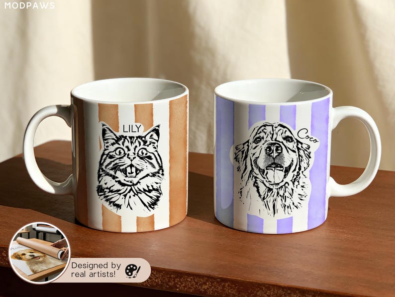Custom Pet Striped Mug Using Pet Photo + Name Personalized Pet Mugs ...