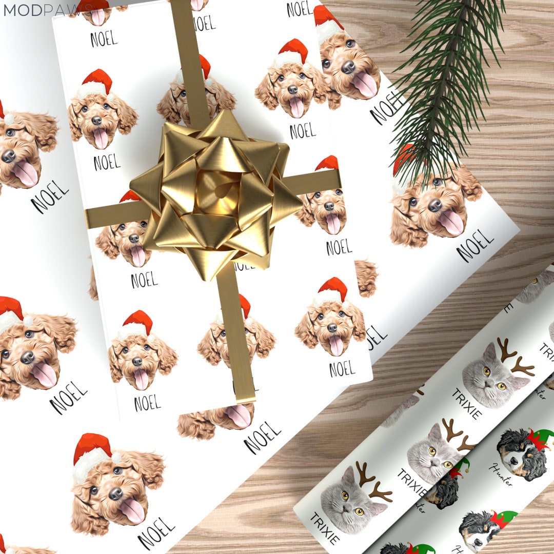 Custom Wrapping Paper Using Pet Photo Personalized Dog Christmas ...