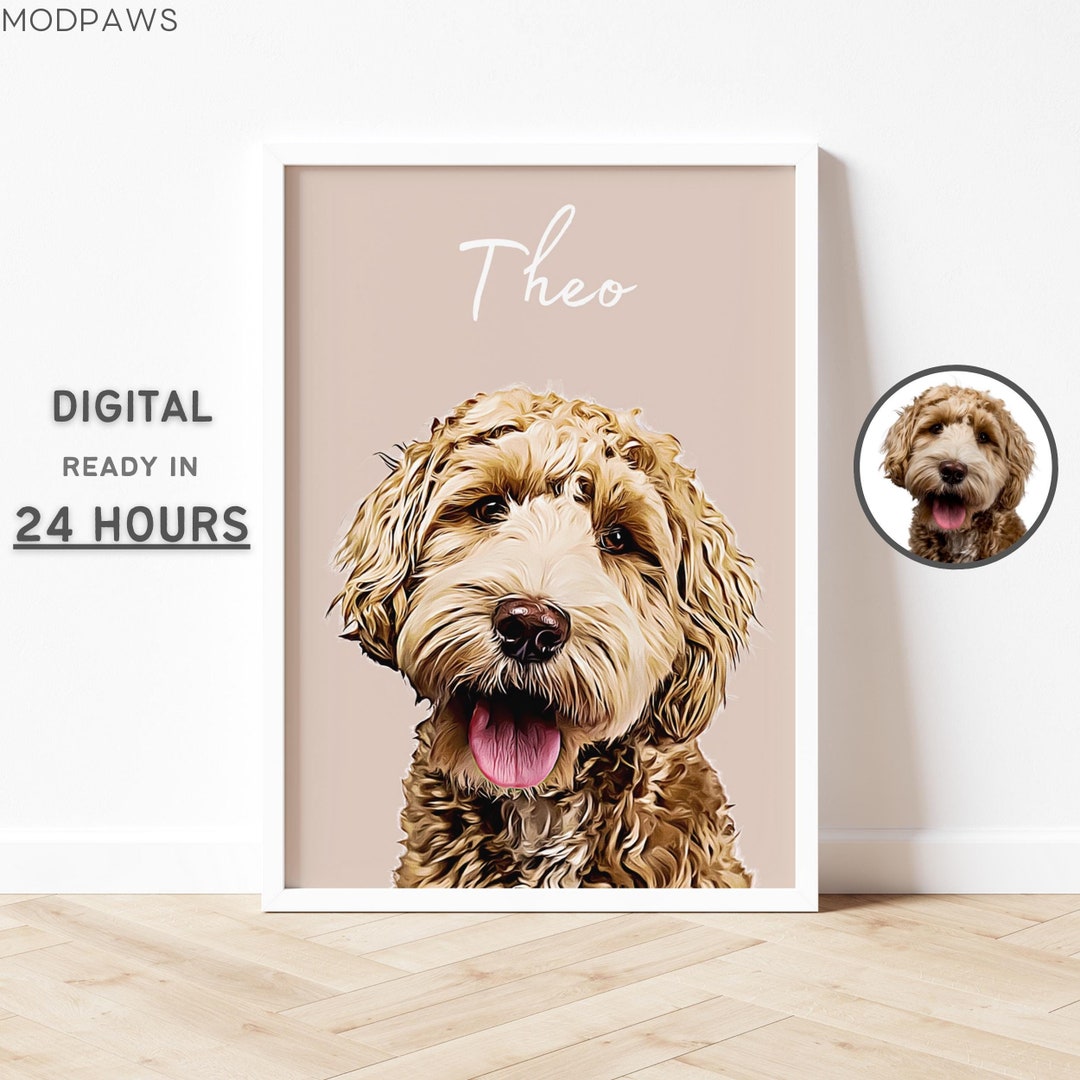 Custom Pet Portraits Using Pet Photo Personalized Digital Dog Portraits Cat Portraits Custom Dog ...