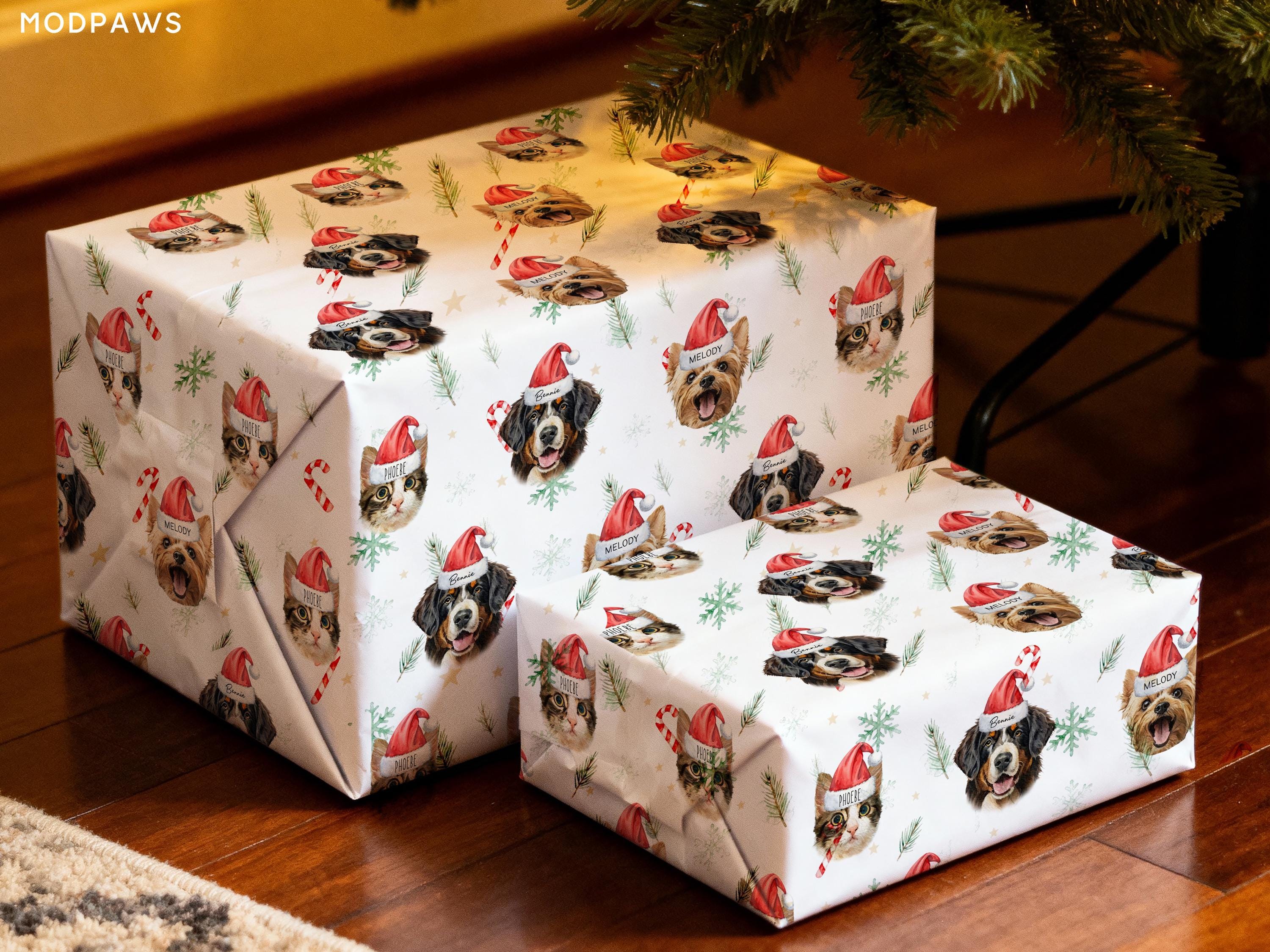 Custom Pet Wrapping Paper Using Pet Photo Personalized Dog Christmas ...