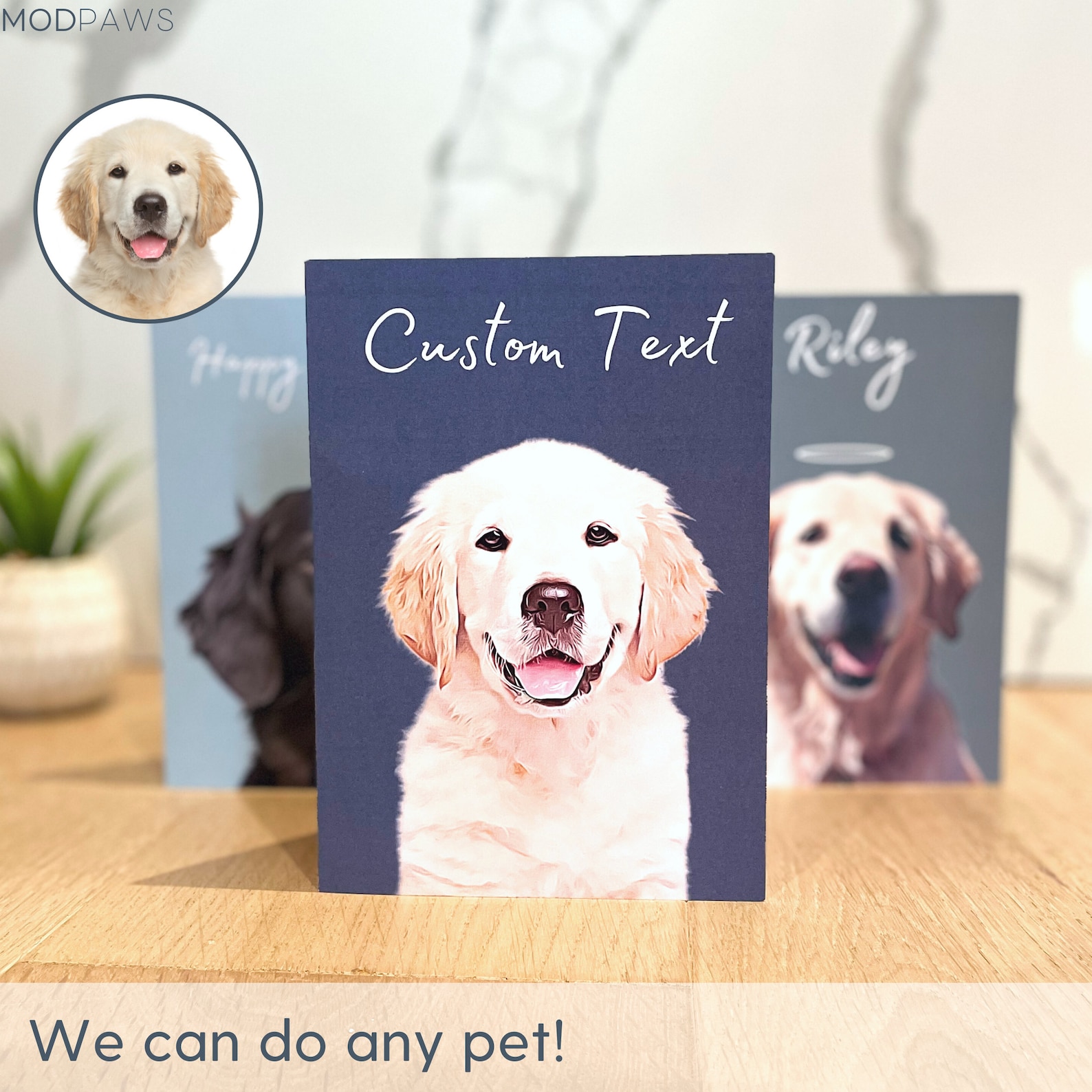 Custom Greeting Card With Pet Portrait Personalized Dog - Etsy