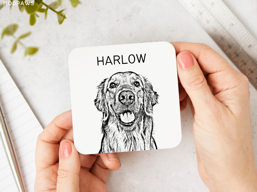 Custom Coasters Using Pet Photo + Name Custom Cat Coaster Custom Dog ...