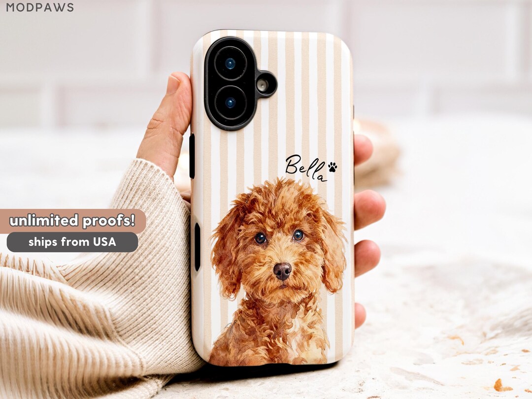 Custom Pet Striped Phone Case Using Pet Photo + Name Custom Dog Phone ...