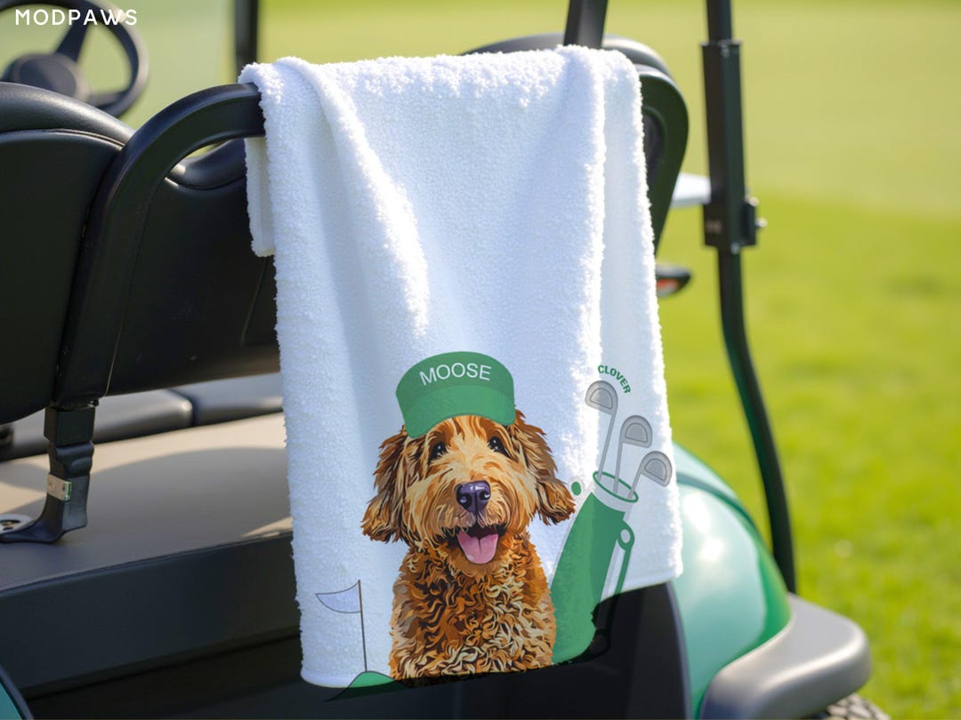 Custom Pet Golf Towel Using Pet Photo + Pet Name Personalized Dog Golf Towels Custom Cat Golf ...
