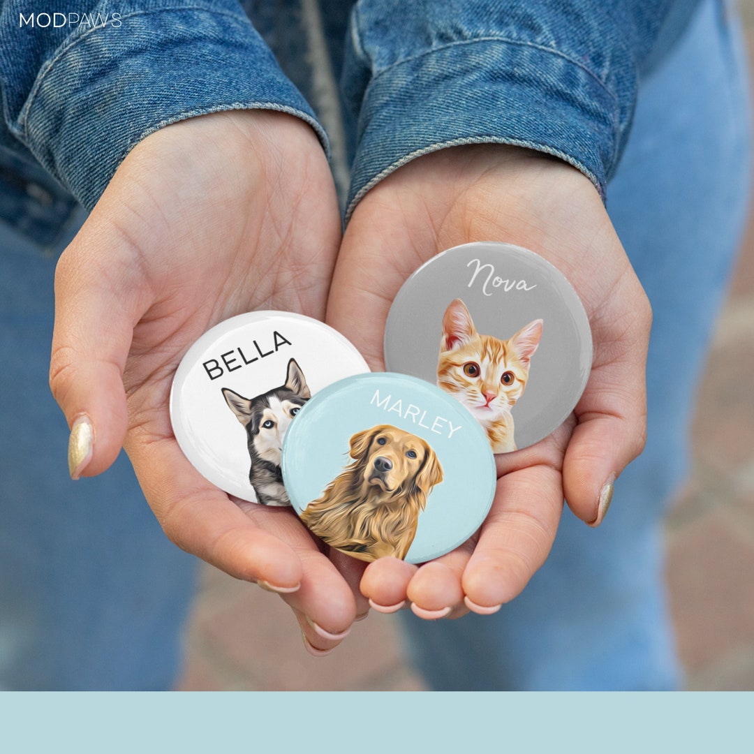 Custom Pin Using Pet Photo + Name Custom Dog Name Personalized Cat Pin ...