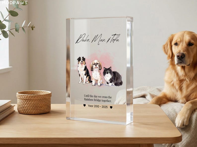 Custom Dog Memorial Gift Acrylic Photo Block Personalized Pet Cat Loss ...