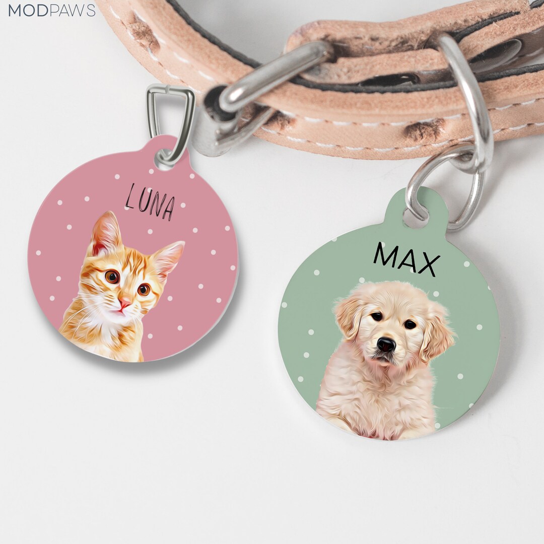 Custom Pet Tags Using Pet Photo Name Dog ID Tags Name Dog - Etsy
