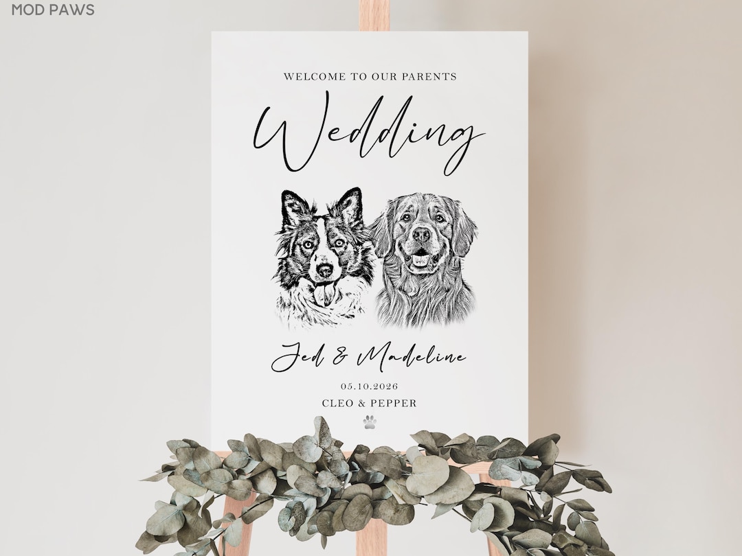 Custom Pet Wedding Welcome Sign Using Pet Photo Personalized Dog Cat ...