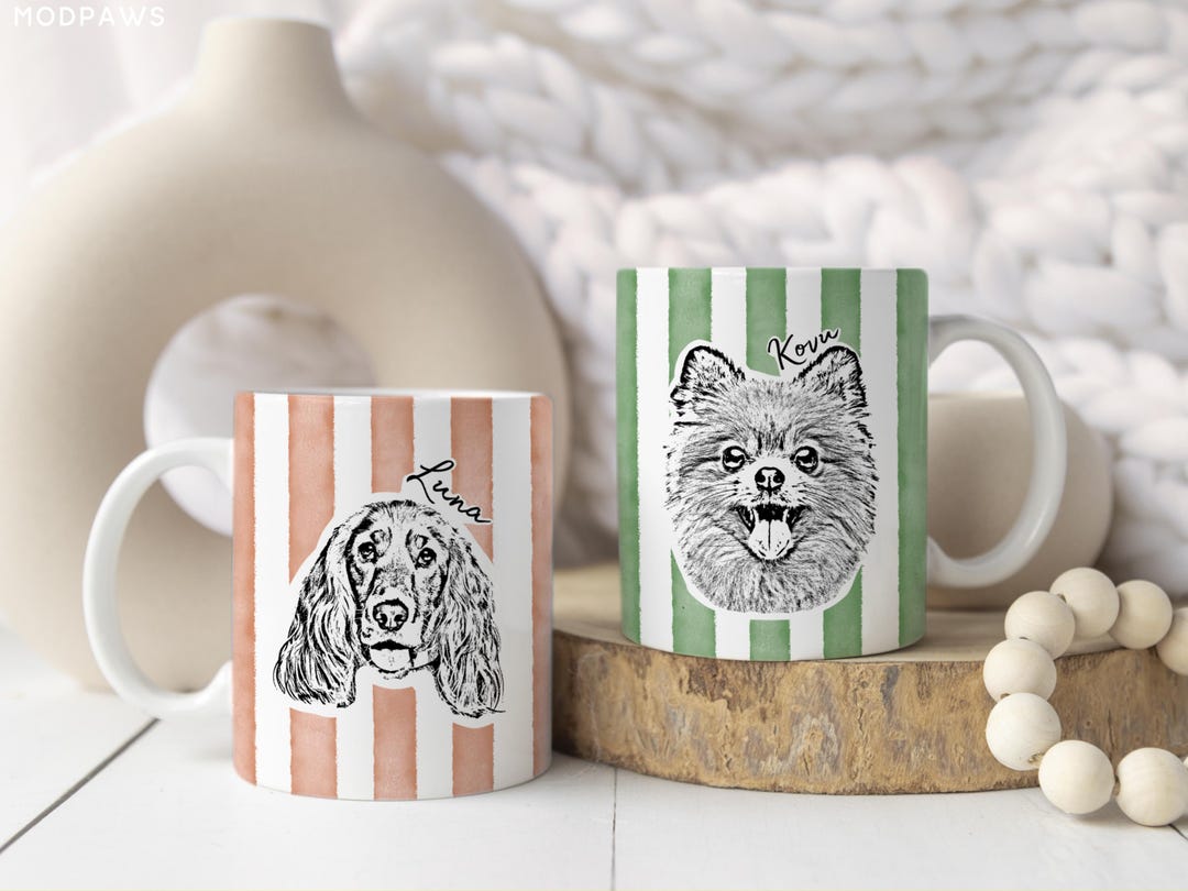 Custom Pet Striped Mug Using Pet Photo + Name Custom Dog Mug Cat Coffee ...