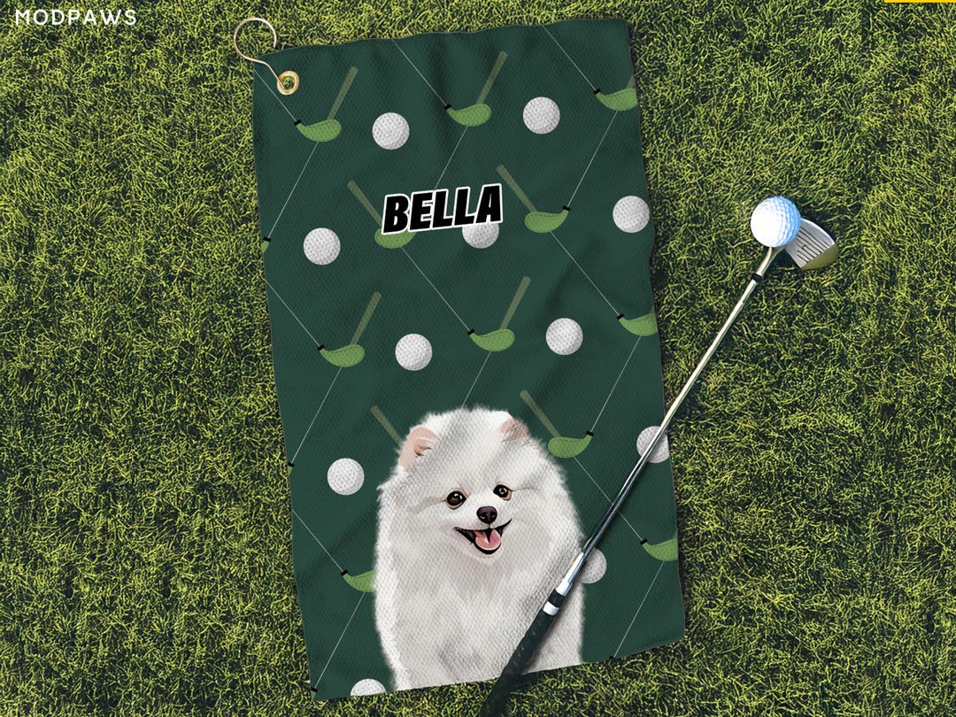 Custom Pet Golf Towel Using Pet Photo + Pet Name Personalized Dog Golf Towels Custom Cat Golf ...