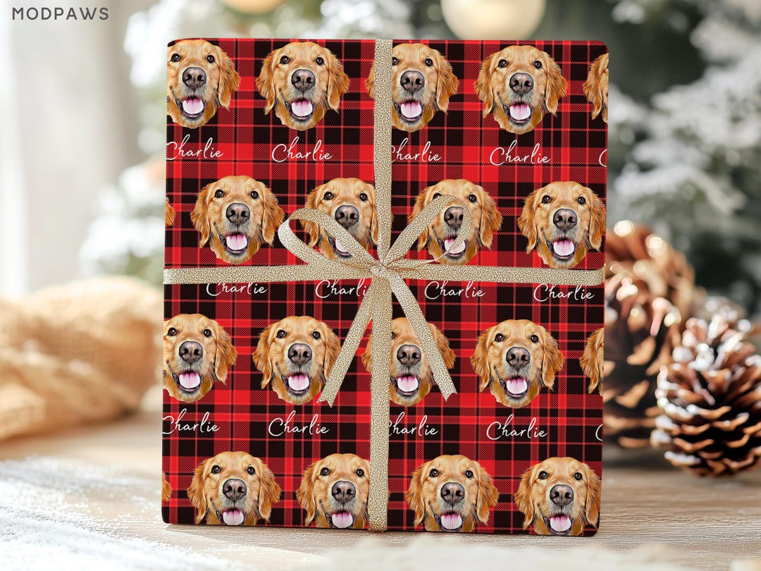 Custom Wrapping Paper Using Pet Photo Personalized Dog Christmas ...