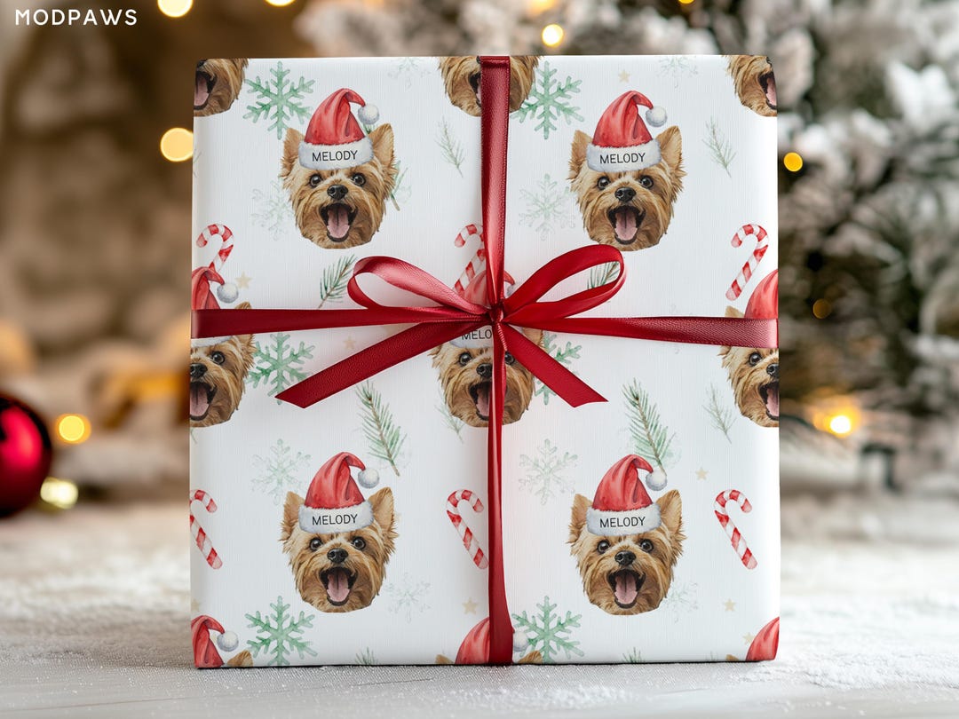 Custom Pet Wrapping Paper Using Pet Photo Personalized Dog Christmas ...