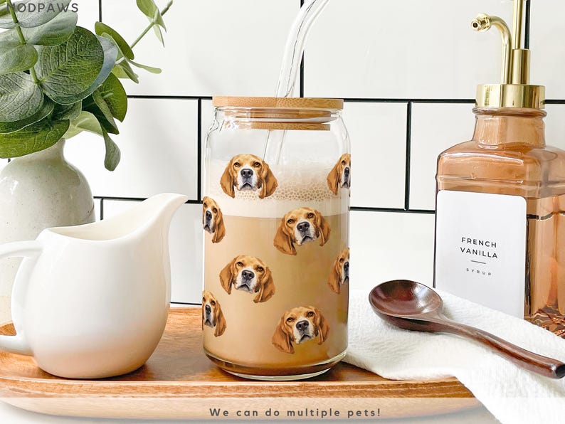 Custom Dog Beer Can Glass With Bamboo Lid, Dog Mom Glass Mug, Dog Lover ...