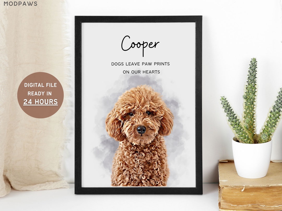 Custom Pet Memorial Portraits Using Pet Photo Personalized Digital Dog ...