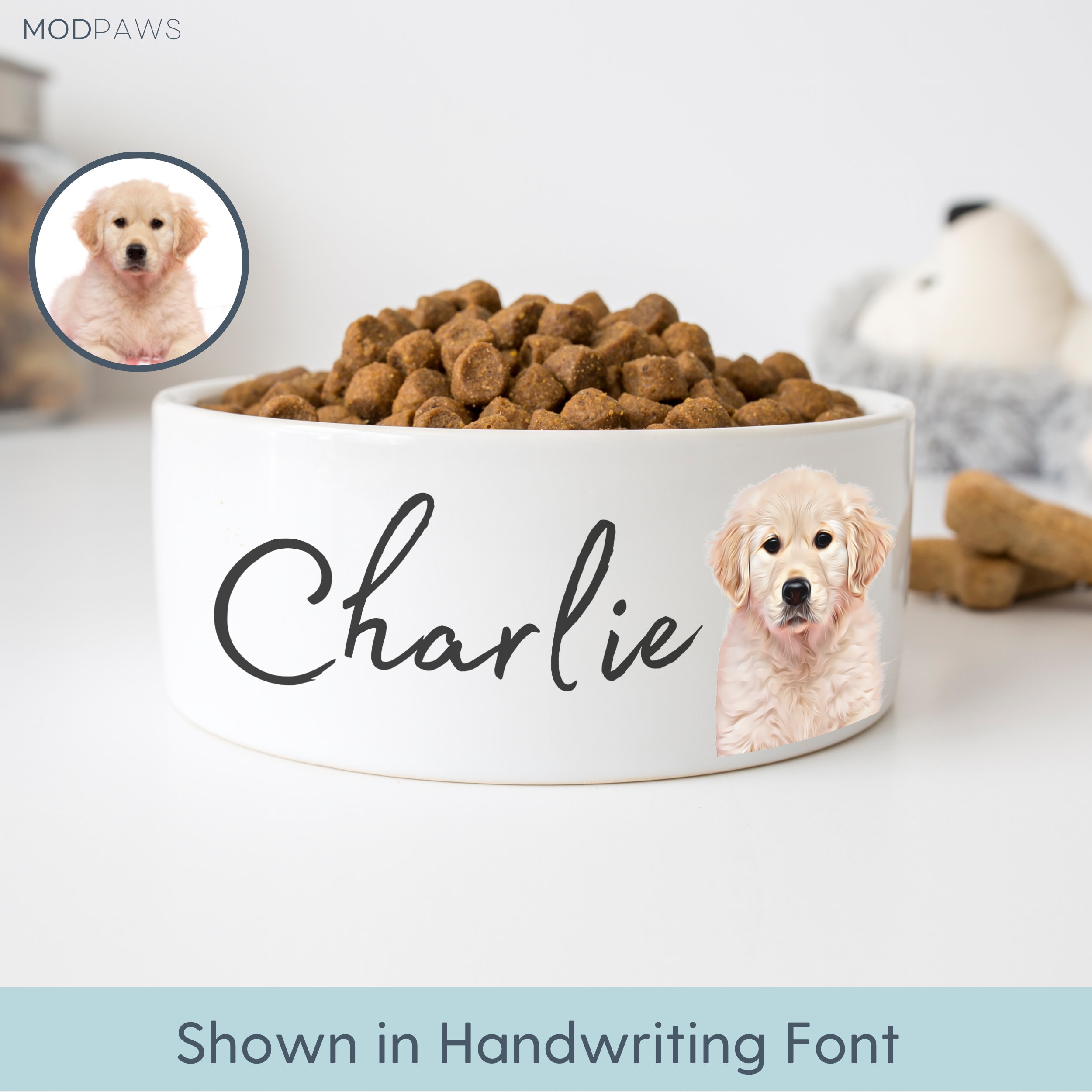 Custom Dog Bowl Using Pet Photo + Name Personalized Dog Bowl ...