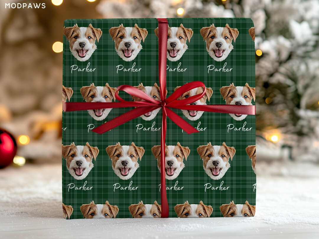 Custom Wrapping Paper Using Pet Photo Personalized Dog Christmas ...