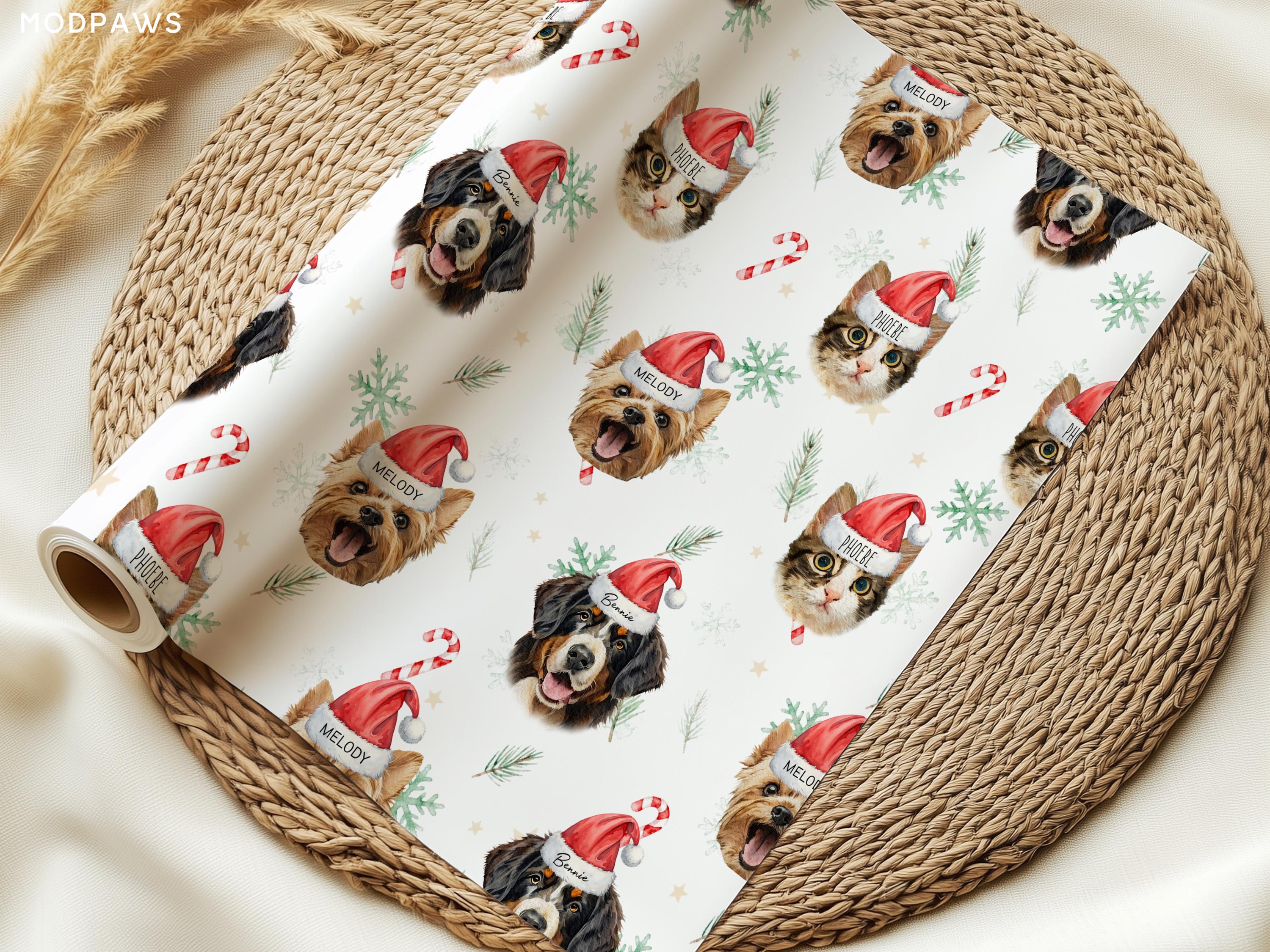 Custom Pet Wrapping Paper Using Pet Photo Personalized Dog Christmas ...