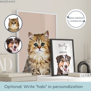 Custom Pet Portraits Using Pet Photo Personalized Digital Dog - Etsy
